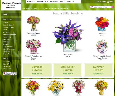 eFlorist homepage product layout options